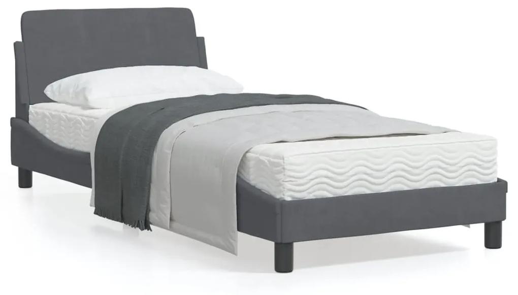 Rám postele s čelem tmavě šedý 90x200 cm samet - Default Title