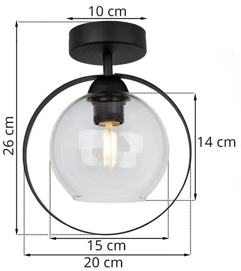 Stropní svítidlo Haga Ring, 1x transparentní skleněné stínítko