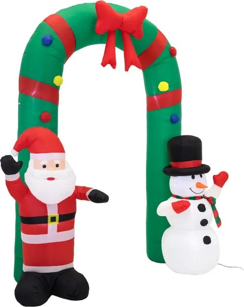 Nafukovací vánoční oblouk se Santa Clausem a sněhulákem 250 × 195 cm