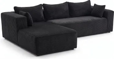 Aosom Modulární rohová sedací souprava do L s lenoškou, úsporný, minimalistický design, hluboký pocit sezení, 279x179x83 cm, černá