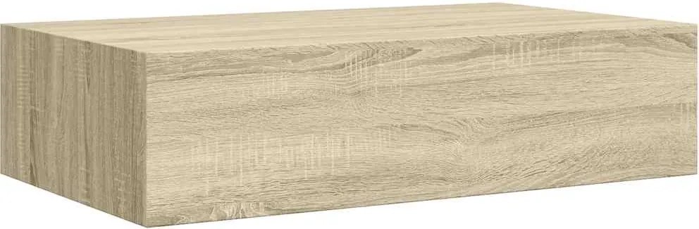 Nástěnné police se zásuvkou 2 ks dub 40 x 23,5 x 10 cm MDF 330248