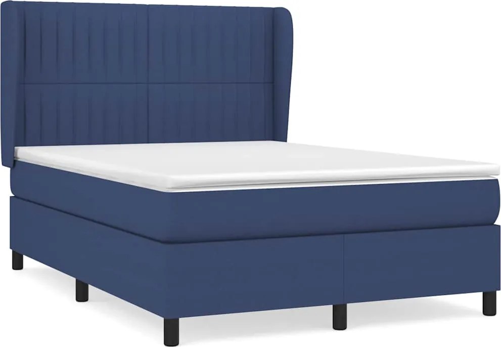 Box spring postel s matrací modrá 140x190 cm textil 3128123