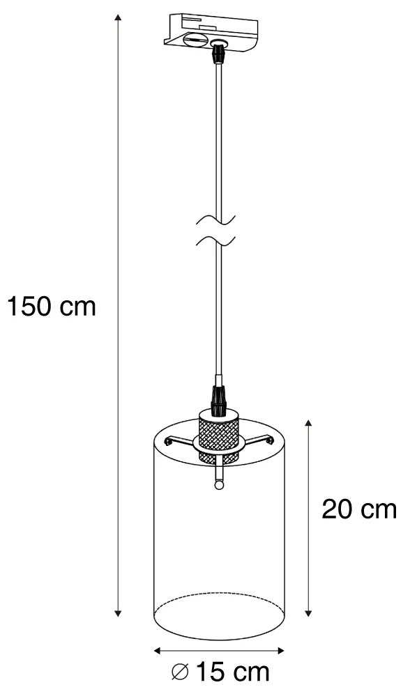 Moderní bodové svítidlo černé s kouřovým sklem pro 1fázový kolejnicový systém - Iconic Dome