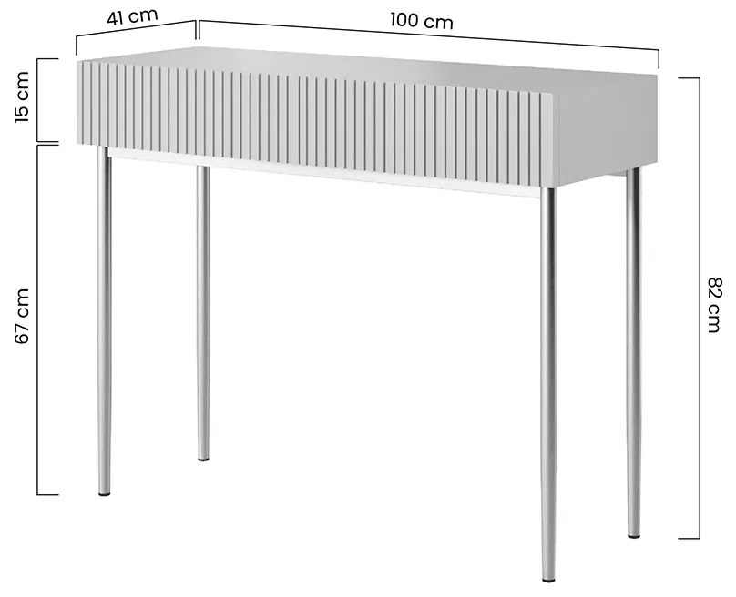 Toaletní/konzolový stolek Nicole 100 cm - černý mat / zlaté nožky