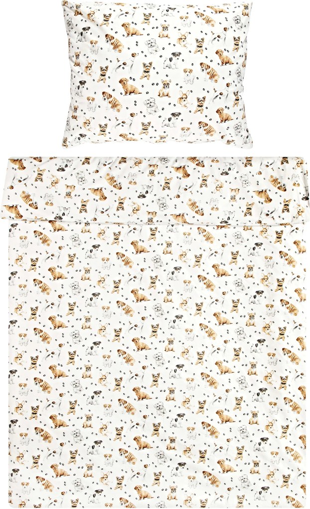 Bavlněné povlečení Roztomilí pejsci bílé Velikost: 140 x 200 + 70 x 90