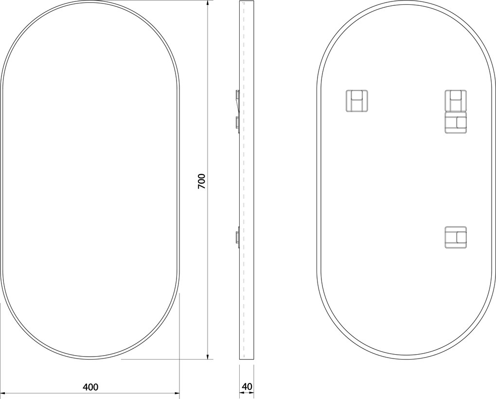 Sapho Sapho, AVONA oválné zrcadlo v rámu 40x70cm, černá mat, AV400