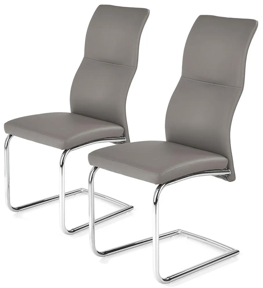 Židle Arco chromová ocel / ekokůže, šedá / Sada 2 ks Halmar