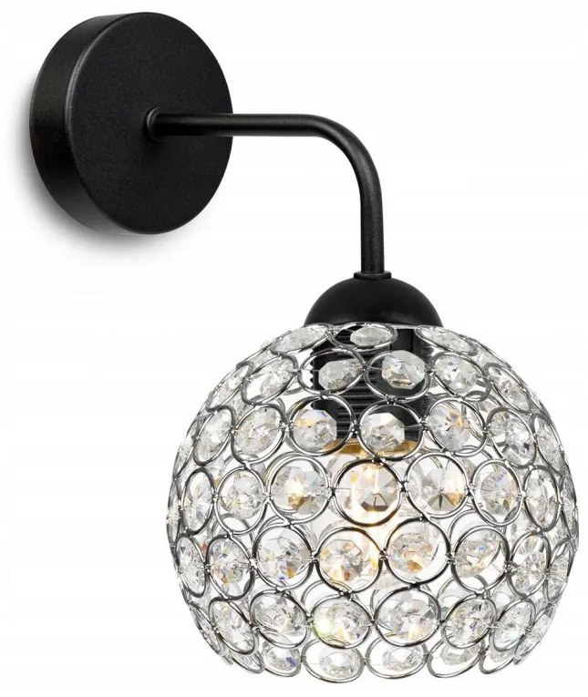 Moderní elegantní kovová nástěnná lampa s krystaly