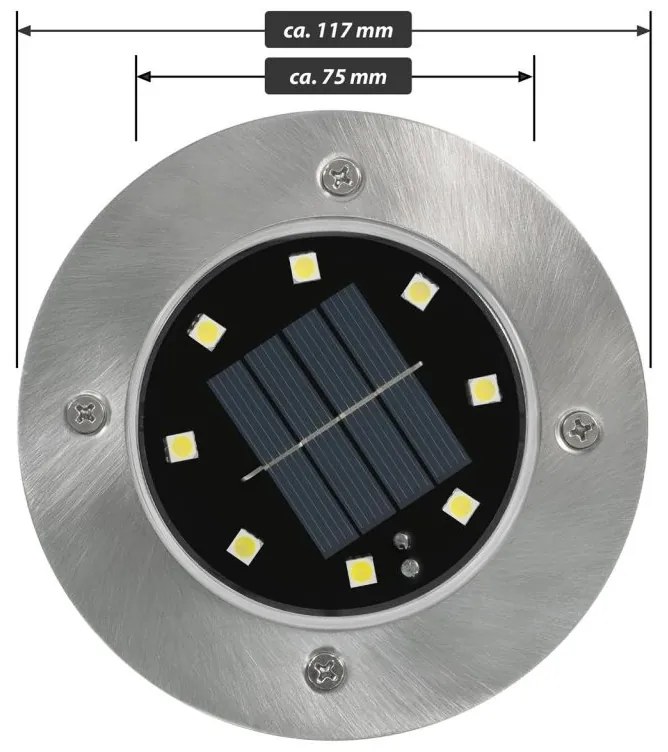 Zahradní solární LED světlo do země nerezové
