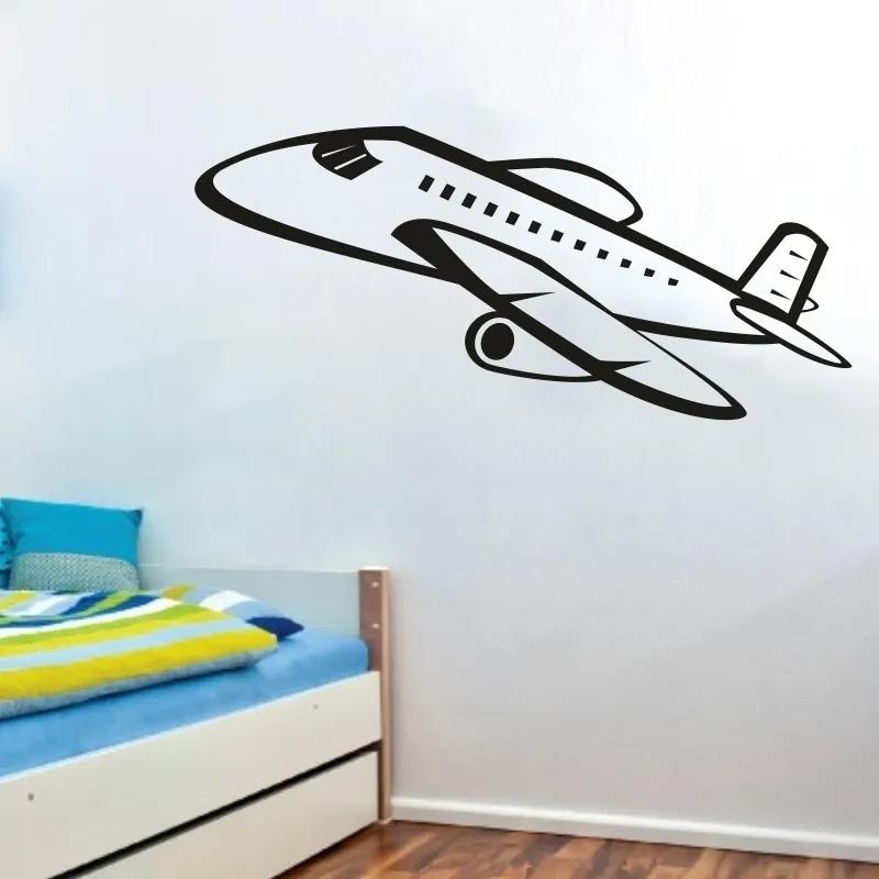 WALLVINIL Samolepky na zeď - Airplane Barva: Černá, Velikost: 180x60 cm, Pravá / Levá: Pravá (dekorace směřuje/dívá se doprava)
