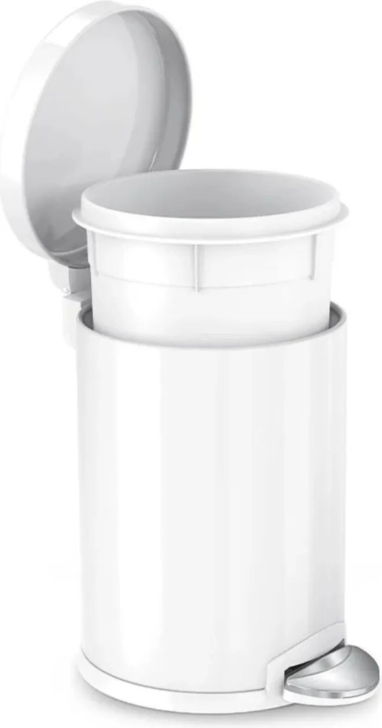 Pedálový odpadkový koš Simplehuman – 4,5 l, kulatý, bílý