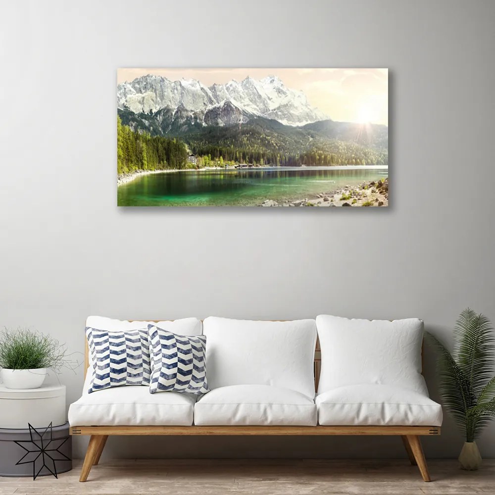 Obraz na plátně Hory Les Jezero Krajina 125x50 cm