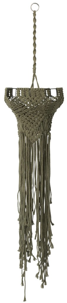 Zelené závěsné stínidlo s provázky Macrame  -  Ø 25*97 cm / E27