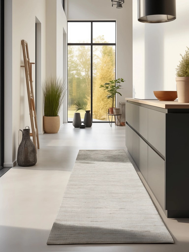 Hanse Home, Běhoun Handloom 105962 Dhaka Grey Brown, 80x200, béžová, chodba / předsíň