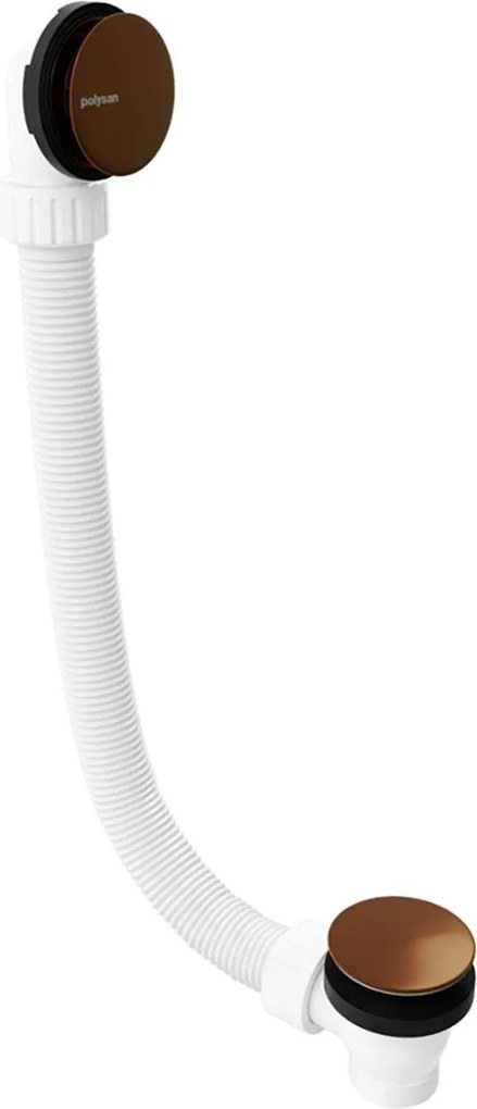 Polysan - Vanová odtoková a přepadová souprava, Click-Clack, délka 120 cm, matná měď 71858.70