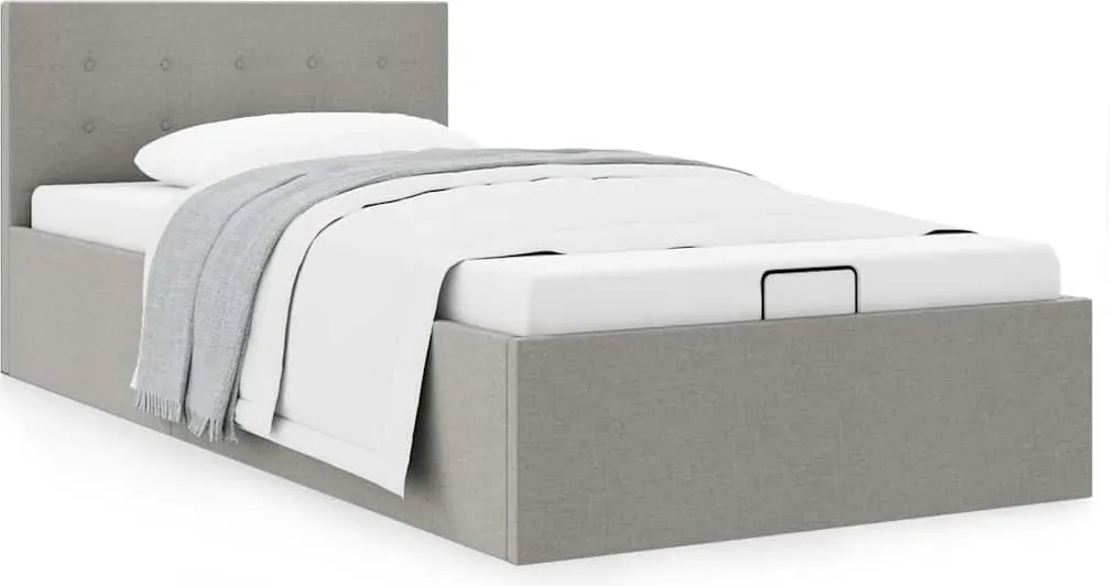 Rám postele s úložným prostorem světle šedý textil 100 x 200 cm 285577
