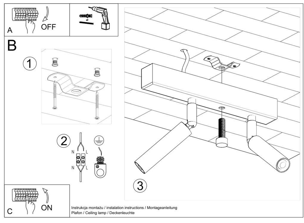 Sollux Lighting Stropní svítidlo EYETECH 2 Černá