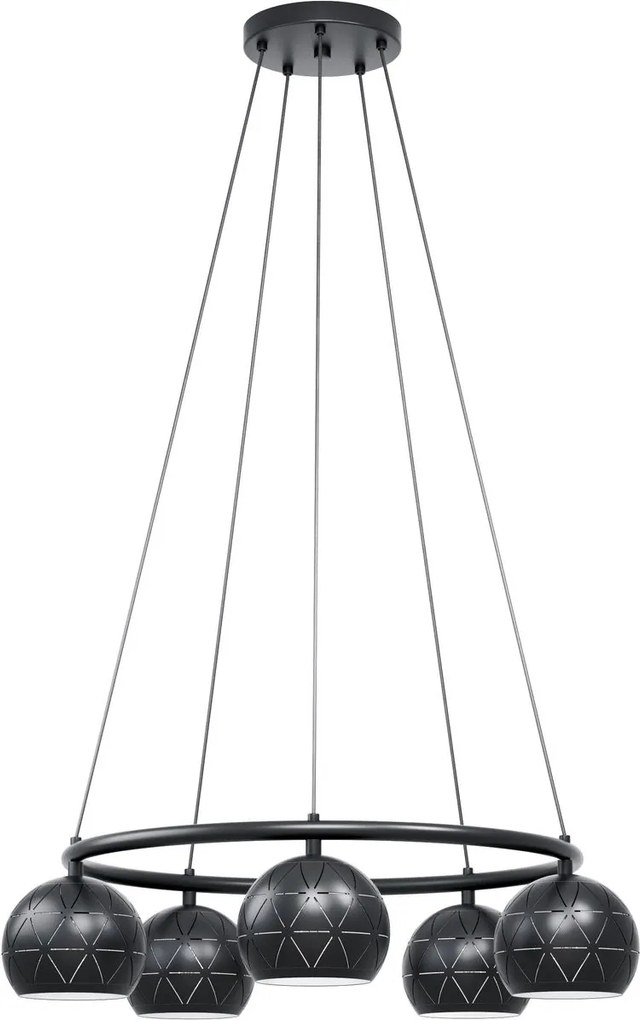 Eglo 98455 CANTALLOPS - Závěsné černé ocelové svítidlo, 5x E14, ø 69cm