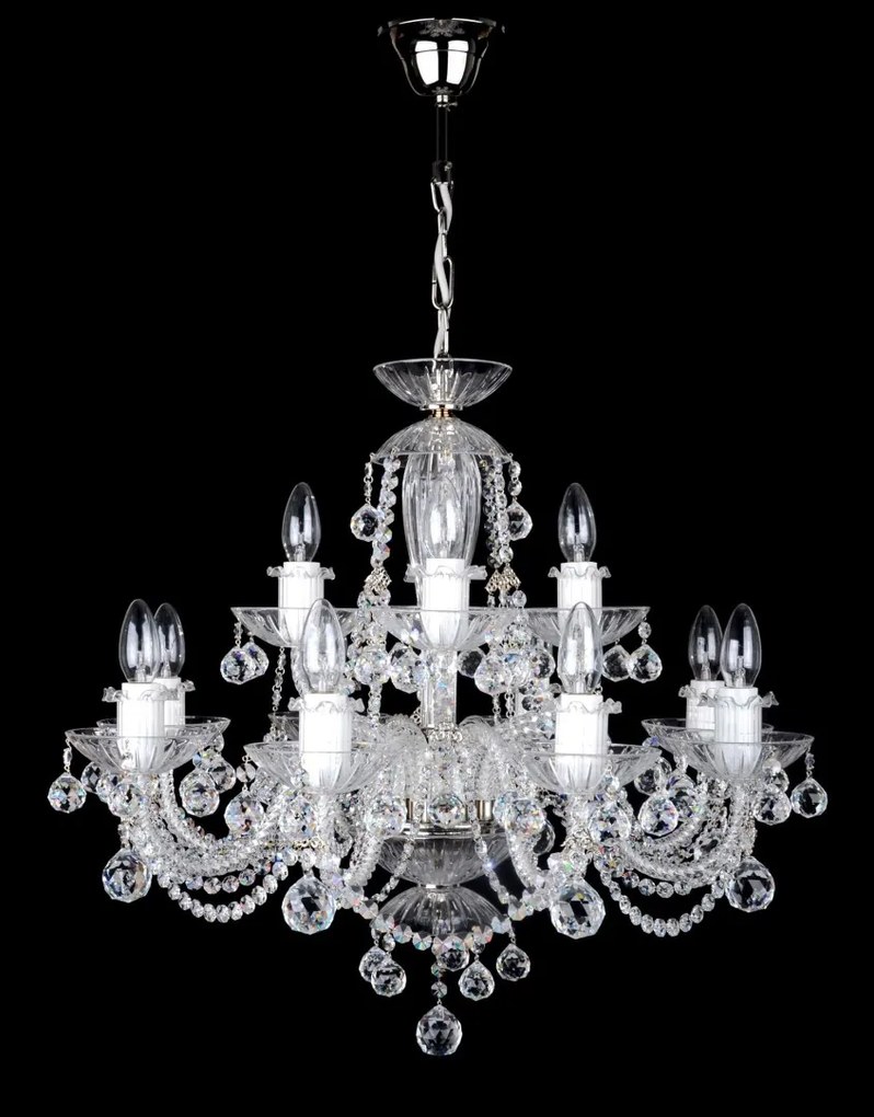 12 Arms crystal chandelier with cut crystal balls