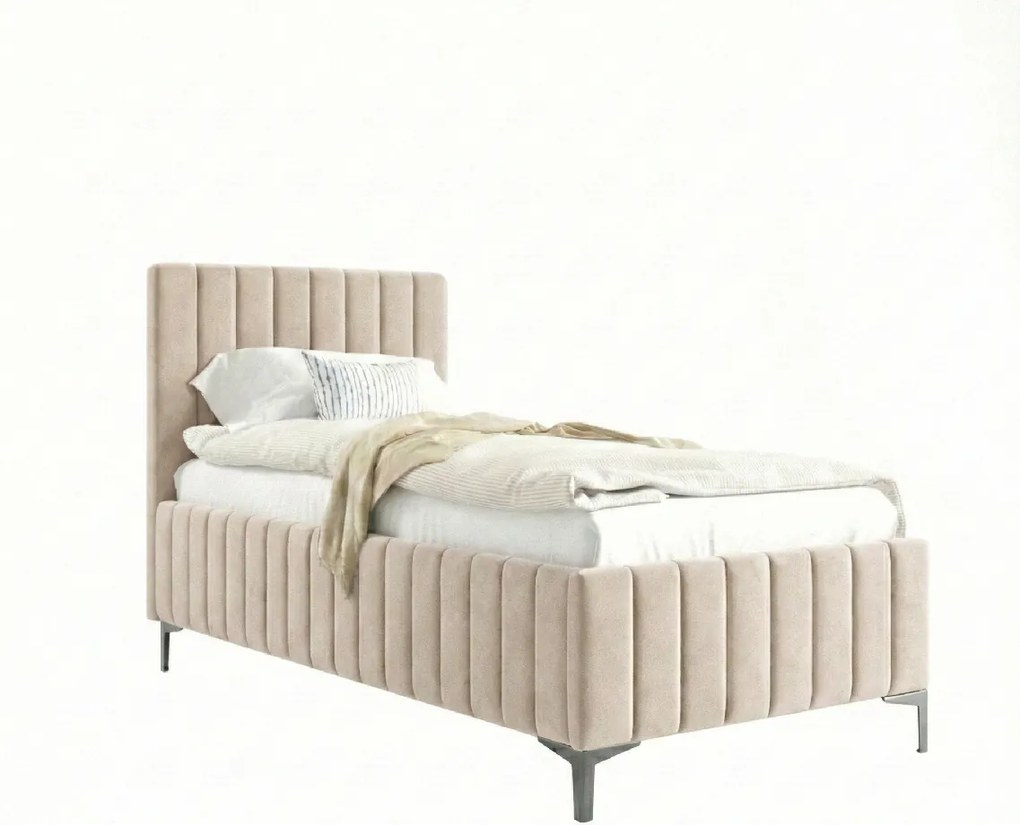Eka Čalouněná postel INTIMA+ 90x200 cm Barva látky Trinity: Krémová (Trinity 2302), Úložný prostor: Bez úložného prostoru