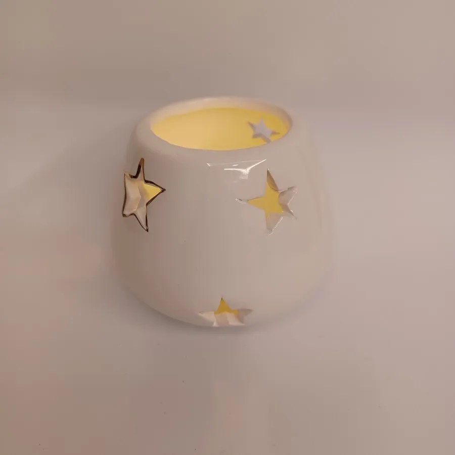 Svícen na čajové svíčky 9,4 × 9,4 × 7,7 cm, bílá, keramický