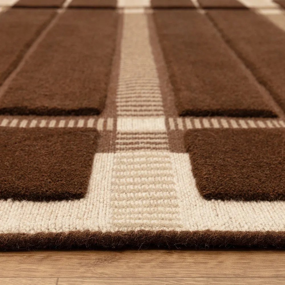 Hnědý/béžový ručně tkaný vlněný koberec 120x170 cm – Asiatic Carpets