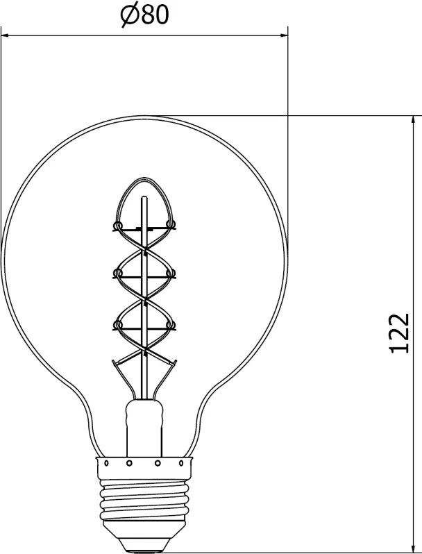 Mexen Vintis, LED filamentová žárovka E27, G80, 8 W, teplá bílá 2200K, jantarová, L165-E27-0822-50