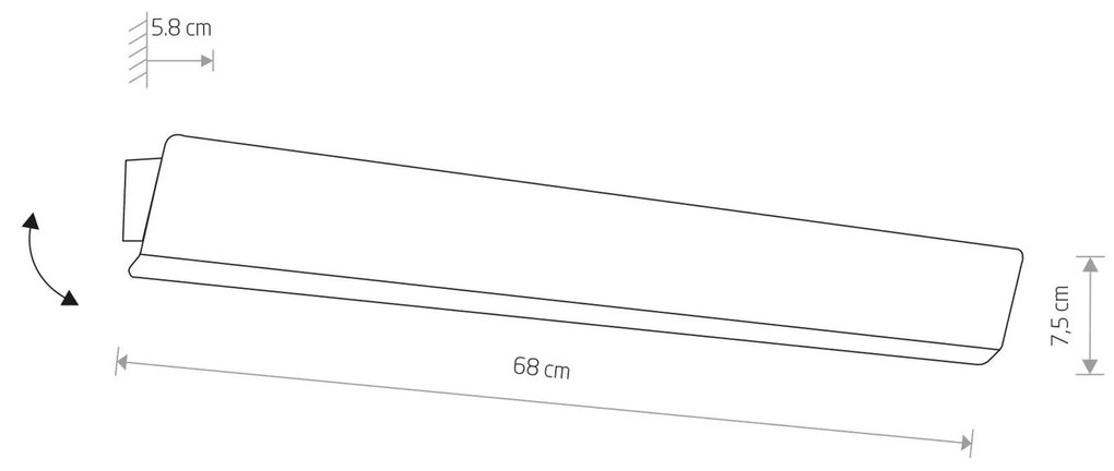 Nástěnné svítidlo Wing, bílé, ocel, vypínač, šířka 68 cm