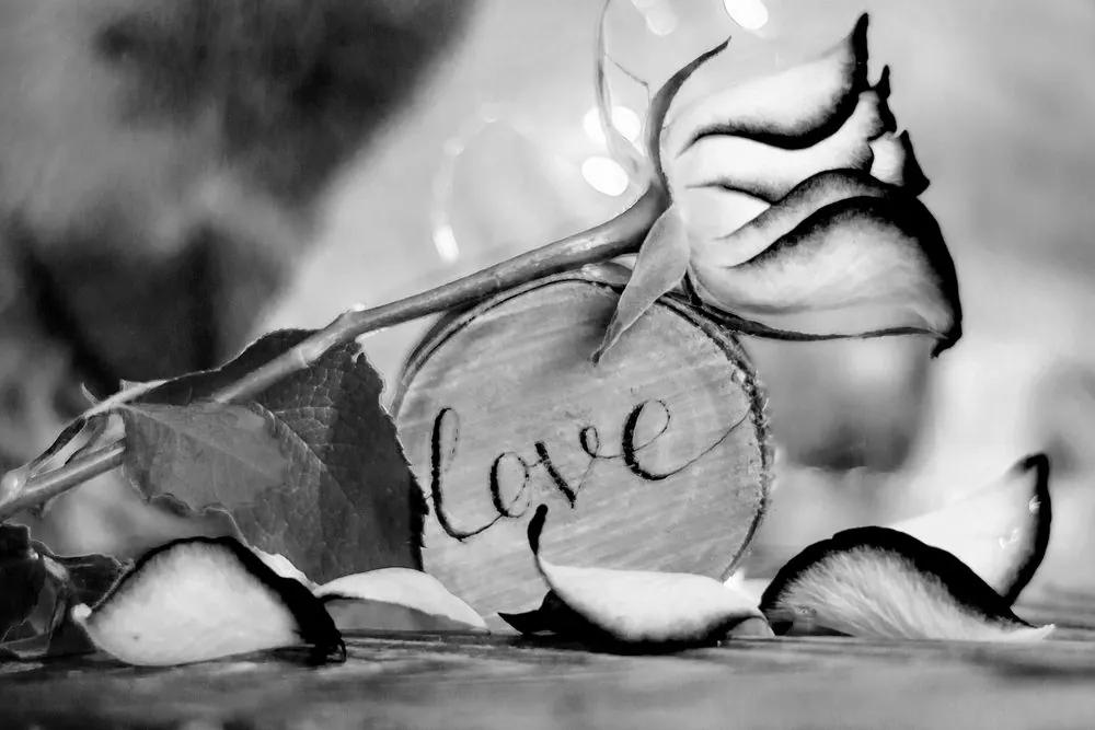 Obraz romantické vyznání v černobílém provedení Love Varianta: 120x80