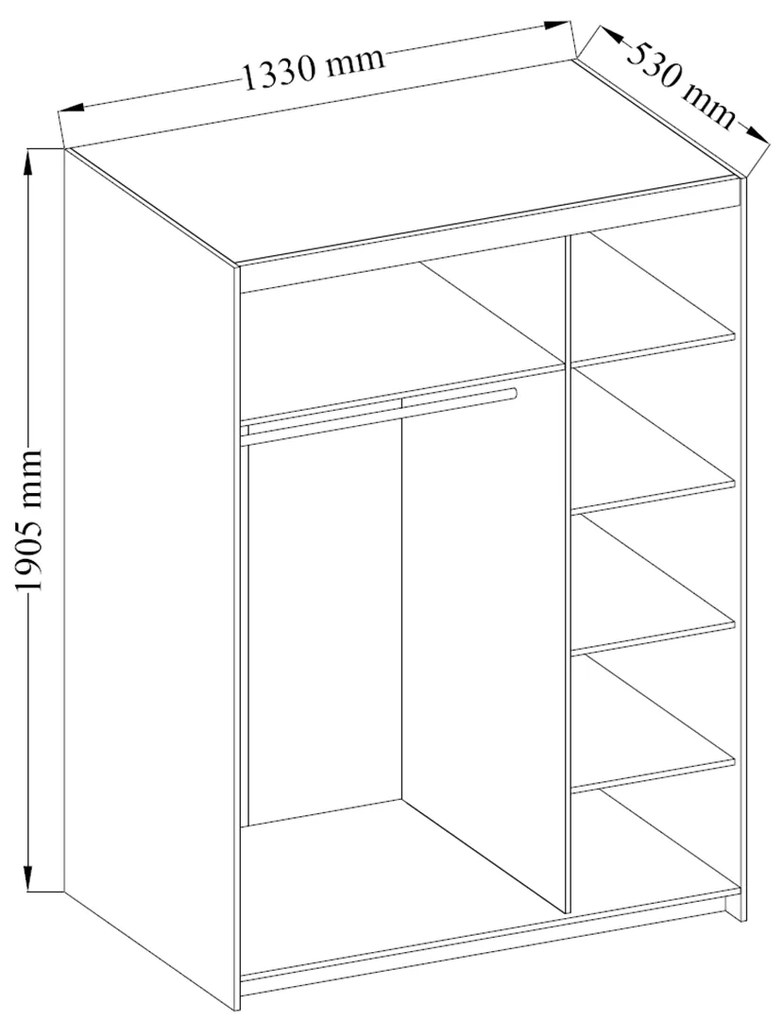 Šatní skříň ELENA 3D Zrcadlo Bílá