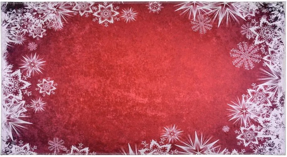 Červeno-bílý koberec Vitaus Snowflakes, 50 x 80 cm