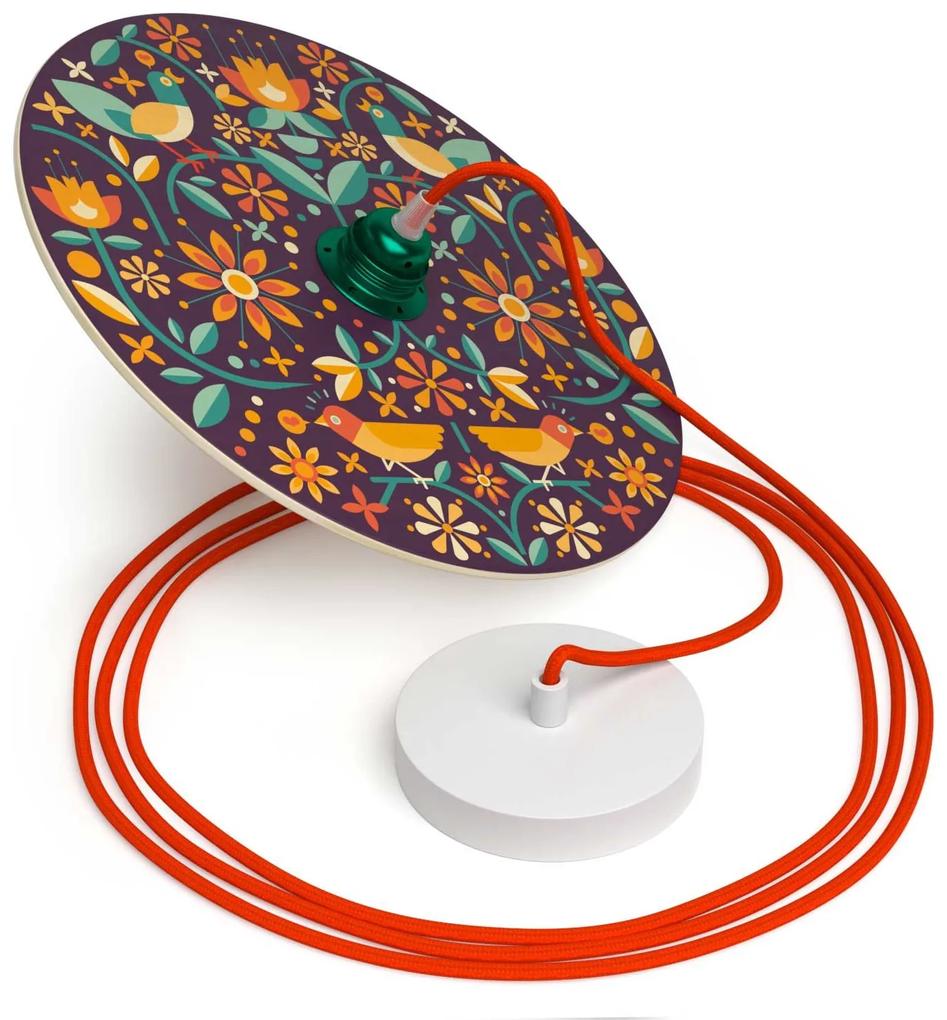 creative cables Závěsná lampa s textilním kabelem, dřevěným stínidlem pemberly pond a kovovými detaily Barva: Marco Bonatti