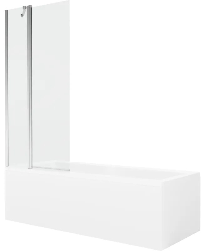 Mexen Cubik obdélníková vana 150 x 70 cm s pláštěm 1-křídlovou zástěnou 80 cm, Průhledné, Chromovaná - 550315070X9408110100