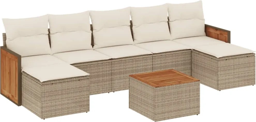 8dílná zahradní sedací souprava s poduškami béžová polyratan 3227920