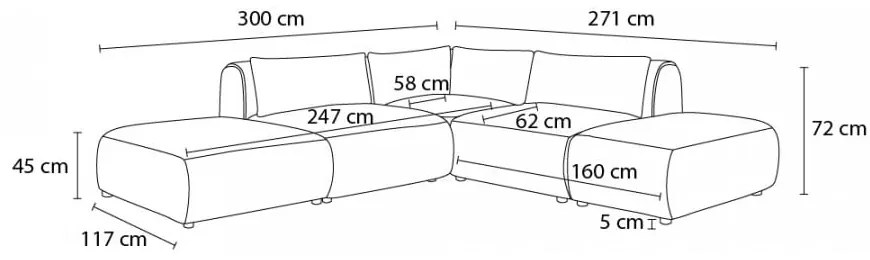 Tmavě modrá rohová pohovka (variabilní) Jeanne – Bobochic Paris