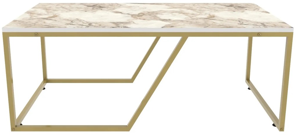 Designový konferenční stolek Waiola 120 cm bílý mramor / zlatý