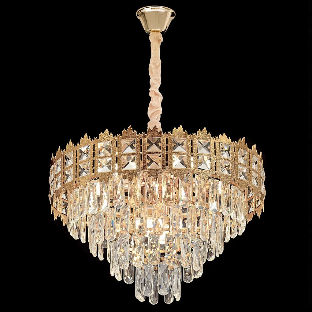 Toolight Toolight, křišťálové závěsné svítidlo 60cm, 8xE14, G049-CP, zlatá, OSW-08943