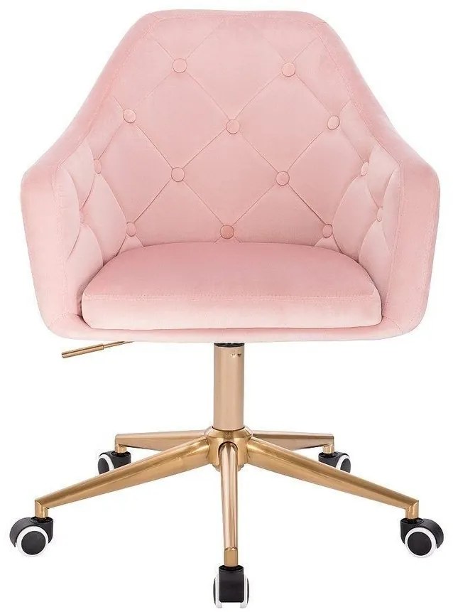 LuxuryForm DESIGN Otočné křeslo ANDORA VELUR na zlaté podstavě s kolečky - světle růžové