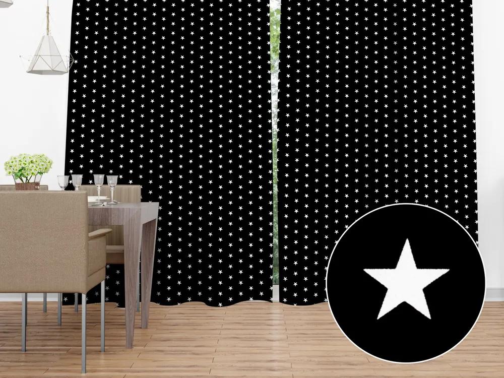 Biante Bavlněný závěs Sandra SA-021 Bílé hvězdičky na černém 150x260 cm