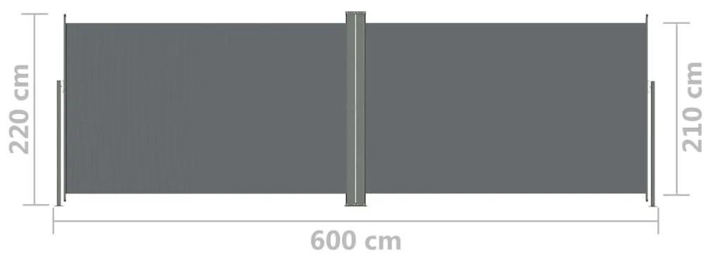 Zatahovací boční markýza antracitová 220 x 600 cm,  318014