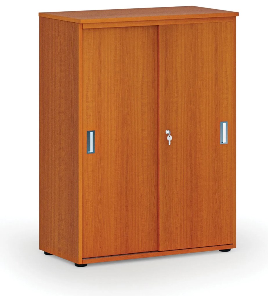 Kancelářská skříň se zasouvacími dveřmi PRIMO WOOD, 800 x 420 x 1087 mm, třešeň