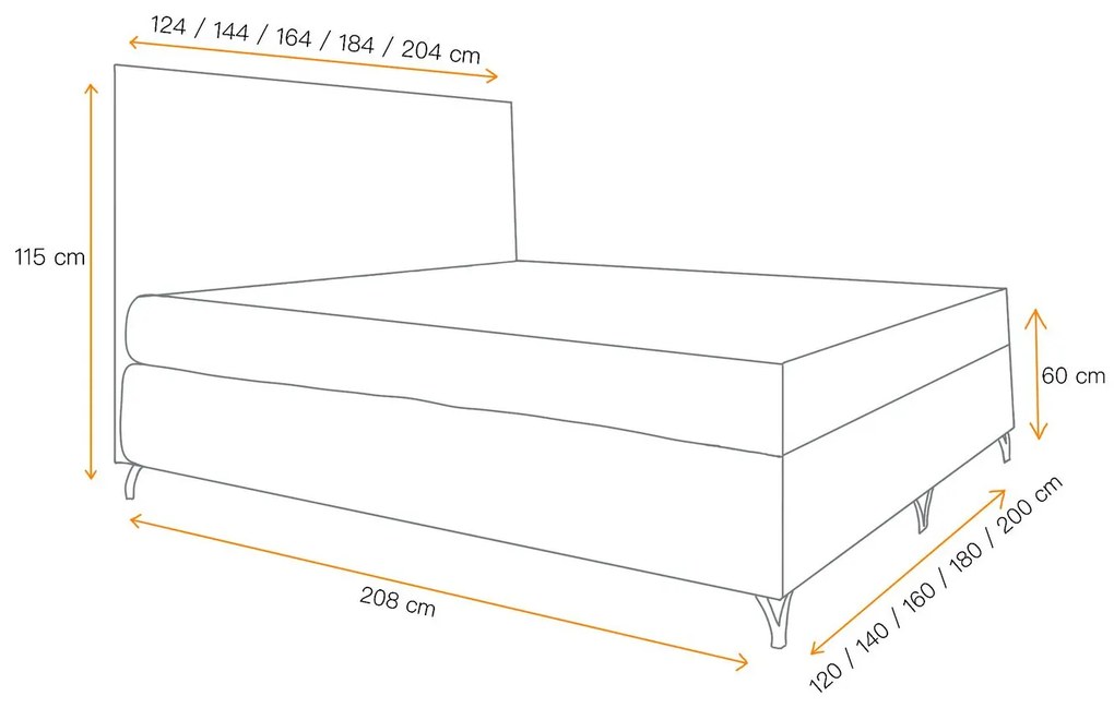 Boxspringová postel SHANNON - 200x200, béžová + topper ZDARMA