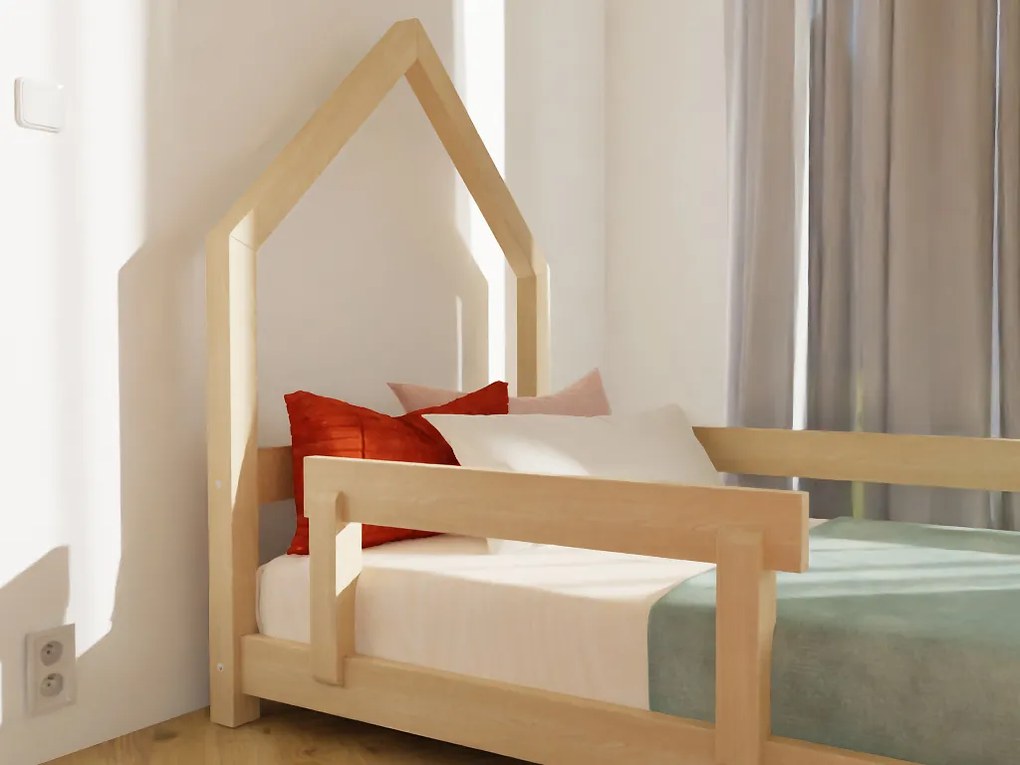 Benlemi Dětská postel domeček POPPI s bočnicí Zvolte barvu: Cihlová, Zvolte rozměr: 120x190 cm, Zvolte stranu: Vpravo