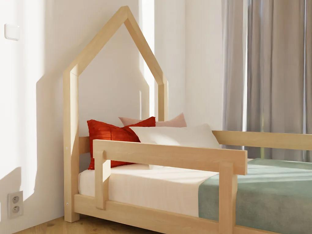 Benlemi Dětská postel domeček POPPI s bočnicí Zvolte barvu: Pastelově růžová, Zvolte rozměr: 90x190 cm, Zvolte stranu: Vlevo