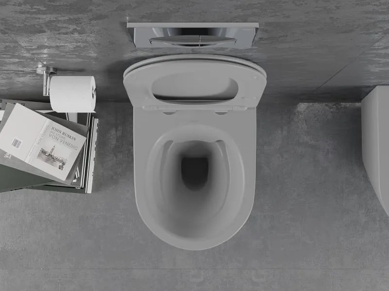 Mexen Lena wc mísa Rimless se sedátkem s tichým zavíráním slim, duroplast, světle šedá mat - 30224061