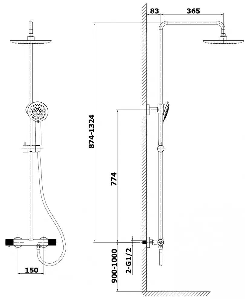 Sapho SOLARIS sprchový sloup s termostatickou baterií, chrom WD139