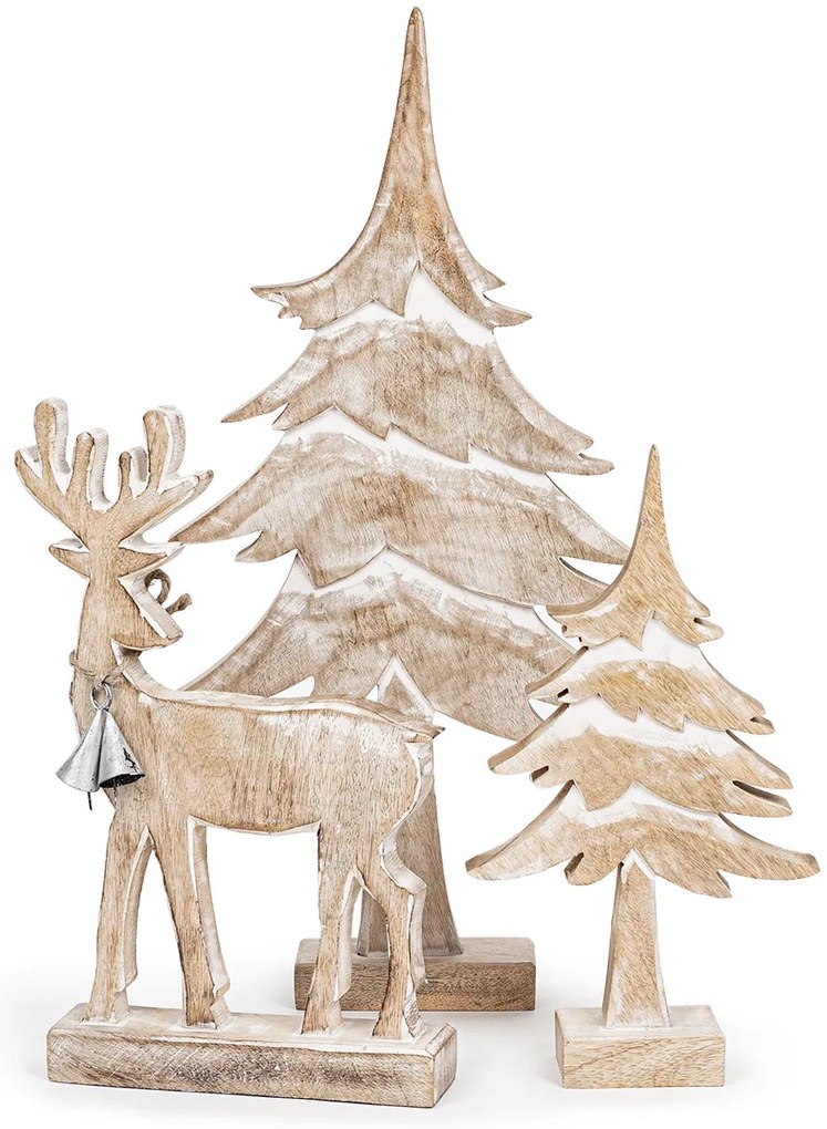 4Home Dekorace z mangového dřeva Nordic Reindeer, 33 cm