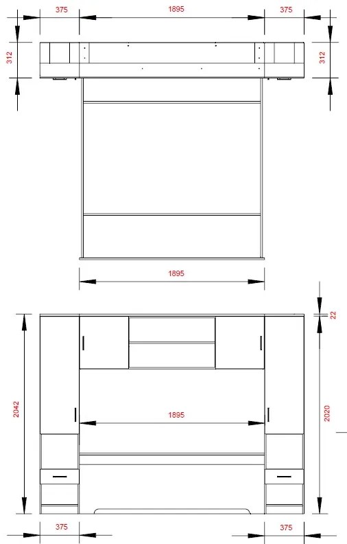 Postel s úložnými prostory Vendy 82 180x200 cm