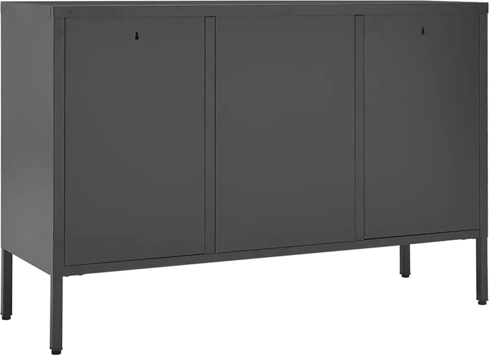 Příborník antracitový 105 x 35 x 70 cm ocel a tvrzené sklo 336078