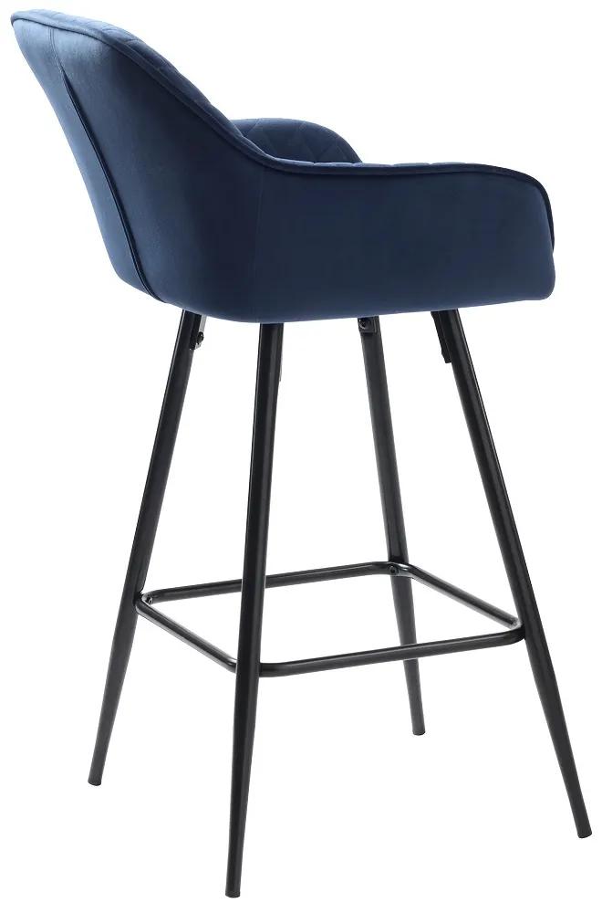 Designová barová židle Dana modrý samet - Skladem